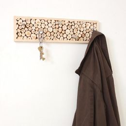 WOODMAN Garderobenpaneel &raquo;Kamsti&laquo; mit 5 Haken, FSC -zertifiziert beige Massivholz