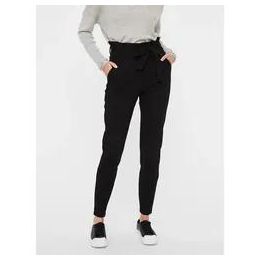 V&eacute;ro Moda Paperbag-Hose VERO MODA "VMEVA HR LOOSE PAPERBAG PANT GA NOOS", Damen, Gr. S (36), L&auml;nge 34, schwarz, Milano Rib, Obermaterial: 65% Viskose, 30% Nylon, 5% Elasthan, unifarben, loose fit kn&ouml;chellang, Hosen Paperbag-Hose