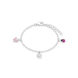 Prinzessin Lillifee Armband »Marienkäfer, Schmetterling, Kleeblatt« mit Zirkonia (synth.) silberfarben-rosa-pink + rosa-pink 14 cm Süßer Armschmuck...