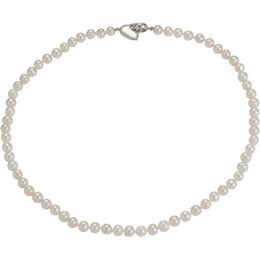 ADRIANA Perlenkette »Schmuck Geschenk Silber 925 Halskette Taormina Herz« Made in Germany - mit Süßwasserzuchtperle silberfarben-weiß Klassischer...