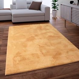 Paco Home Fellteppich »Kunstfell Soft 380« rechteckig 14 mm Höhe Langflor, Kuschelteppich - besonders weich, Uni-Farben gelb Obermaterial: 100%...