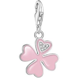 Thomas Sabo Charm-Einhänger »Kleeblatt Silber« mit Zirkonia (synth.) silberfarben-rosa-weiß + weiß Charm-Anhänger Kleeblatt Silber