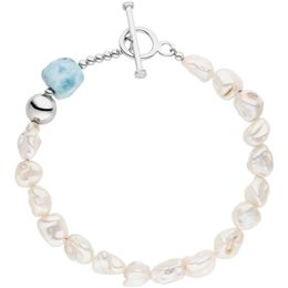 ADRIANA Damen Perlenarmband &raquo;Schmuck Geschenk Silber 925 Armband Armkette Capri&laquo; Made in Germany - mit Larimar - mit S&uuml;&szlig;wasserzuchtperle blau