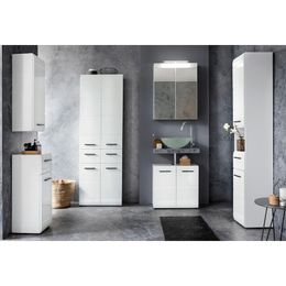 Welltime Waschbeckenunterschrank »Sovana« Waschtisch mit verstellbarem Fach - Maße (B/T/H) 60/31/56 cm weiß/weiß Hochglanz weiß