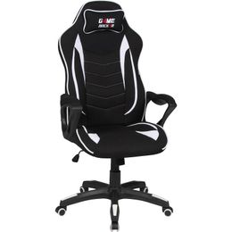 Duo Collection Gaming-Stuhl »Game-Rocker R-10« () komfortabler Bürostuhl mit Nackenkissen & Drehfunktion schwarz/weiß + schwarz/weiß