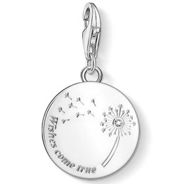Thomas Sabo Charm-Einhänger »Pusteblume WISHES COME TRUE« mit Zirkonia (synth.) silberfarben-weiß + weiß Schlichter Charm-Anhänger mit...