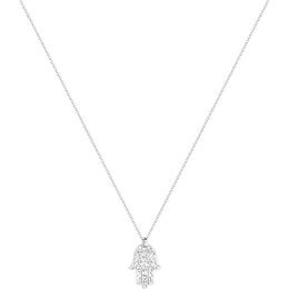 Elli Kette mit Anhänger »Schmuck Geschenk Silber 925 Hamsa Hand« mit Glasstein silberfarben-kristallweiß 45 Elegante Halskette Hamsa Hand der Fatima