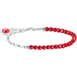 Thomas Sabo Charm-Armband »imit. Malachit oder imit.Korelle« mit imit. Koralle oder imit. Malachit silberfarben-rot + rot 19 Charm-Armband mit...