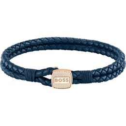 BOSS Lederarmband »SEAL« roségoldfarben-blau M BOSS Schmuck - Herrenarmschmuck