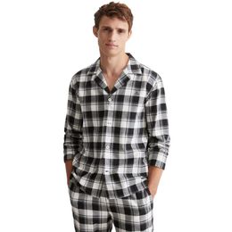 Marc O'Polo MARC O'POLO Pyjamaoberteil »Homey Flanne« Knopfleiste, Langarm, kariert, Logo-Stickerei, Flanell black check L L Herren-Shirt mit Knopfleiste