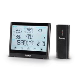 Hama Wetterstation »Wetterstation "Full Touch", Schwarz, mit Außensensor, Reichweite 30m« (mit Außensensor) schwarz Touch-Sensor zur komfortablen...