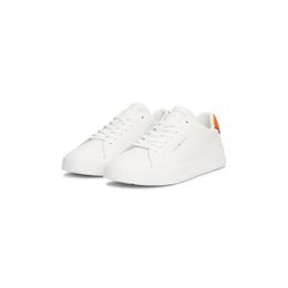 Tommy Hilfiger Sneaker »TH COURT LTH DETAIL ESS«, Freizeitschuh, Halbschuh, Schnürschuh mit seitlichem Logoschriftzug ecru-orange 46 46 Schnürschuh...