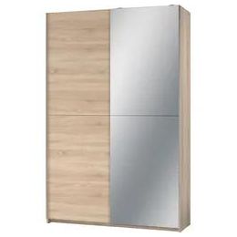 Schwebet&uuml;renschrank Schlafkontor "Heimo/Fast Schrank Kleiderschrank Garderobe", braun (struktureichefarben hell), B:125cm H:195,5cm T:38cm, Holzwerkstoff, Schr&auml;nke, Schwebet&uuml;renschrank, geringe Tiefe, ausziehbarer Kleiderstange, Garderobenschrank, 6 B&ouml;den