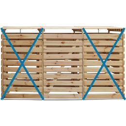 Mülltonnenbox Promadino "Vario V Erweiterung", beige (natur), B:92cm H:122cm T:70cm, Massivholz, Metall, Aufbewahrungsboxen, besonders robust aus zertifiziertem Kiefernholz gefertigt