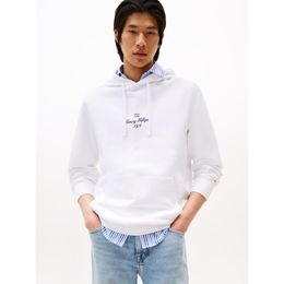 Tommy Hilfiger Herren Hoodie &raquo;OUTLINE FLAG SCRIPT HOODIE&laquo;, mit kontrastfarbener Stickerei wei&szlig; XL