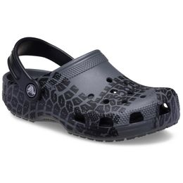 Crocs Clog »Classic Tire Print«, Sandale, Hausschuh mit schwenkbarem Fersenriemen dunkelgrau-schwarz 33 33 Mit coolen Applikationen