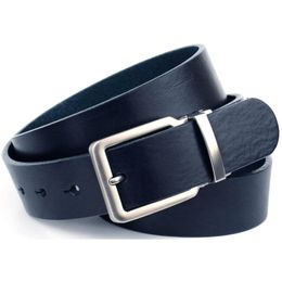 Anthoni Crown Herren Lederg&uuml;rtel 3,5 cm breiter Casual-Volllederg&uuml;rtel blau
