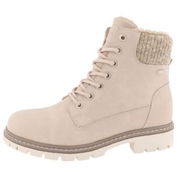 Schnürboots Tom Tailor, Damen, Gr. 39, beige (creme), Lederimitat, Textil, Schuhe, Winterboots mit wasserabweisendem TEX, Komfortweite G