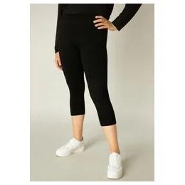 Caprileggings Base Level Curvy "Audrey", Damen, Gr. 50, N-Gr, schwarz, Jersey, Obermaterial: 94% Viskose, 6% Elasthan, unifarben, Basic, figurbetont kniebedeckend, Hosen