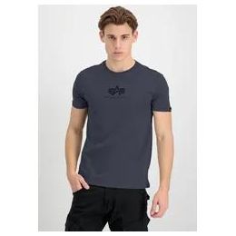 Rundhalsshirt Alpha Industries "Basic T ML", Herren, Gr. S, grau (grau, schwarz), Single Jersey, Obermaterial: 100% Baumwolle, bedruckt, normal normal, Rundhals, gerader Abschluss, Shirts Rundhalsshirt, Baumwolle, regular fit