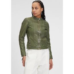 Mauritius Lederjacke »GWFjella« mit Reißverschluss, kleiner Stehkragen, Ziernähte light olive XS