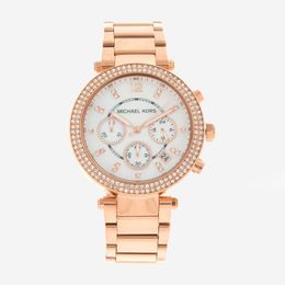Michael Kors Ros&eacute;goldfarbene MK5491 Armbanduhr mit wei&szlig;en Zirkonen