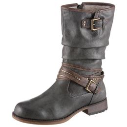 Mustang Shoes Winterstiefel, Stiefelette, Winterboots mit Zierschnallen am slouchy Schaft graphit-used 37 37 Kurzstiefel mit einer Schafthöhe von...