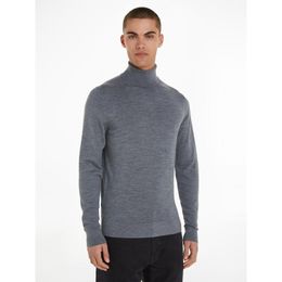 Calvin Klein Rollkragenpullover »SUPERIOR WOOL TURTLE NECK« mit Logostickerei Mid Grey Heather 3XL 3XL Pullover von Calvin Klein Menswear