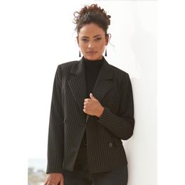 Lascana Kurzblazer mit doppelreihigem Knopfverschluss, Damenblazer, sportlich-elegant schwarz-braun gestreit 36 36 Gef&uuml;tterter Damenblazer mit...