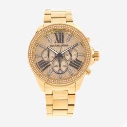 Michael Kors Goldfarbene MK6095 Armbanduhr mit wei&szlig;en Zirkonen