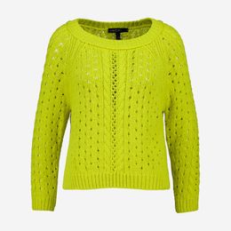 Marc Cain Gelber Pullover mit Lochmuster
