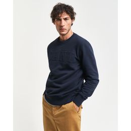 Gant Sweatshirt &raquo;EMBOSSED C-NECK SWEAT&laquo;, eine erhabene -Grafikpr&auml;gung auf der Brust EVENING BLUE M M Rundhalssweatshirt von Gant