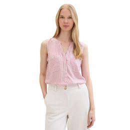 Tom Tailor Blusenshirt gestreift mit aufgesetzten Brusttaschen orchid white stripe 38 38 Gestreifte ärmellose Bluse von Tom Tailor