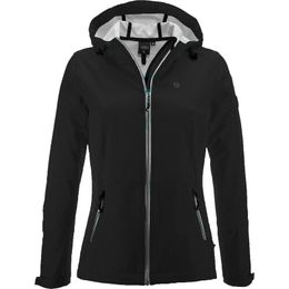 DEPROC Active Softshelljacke »RODELL PEAK WOMEN« Kontrastreissverschluss schwarz 44L 44L Sportliche Softshelljacke mit 4 Wege Stretch Material