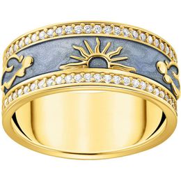 Thomas Sabo Damen Thomas Sabo Fingerring &raquo;blau mit kosmischen Symbolen&laquo; mit Zirkonia (synth.) wei&szlig;