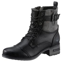 Mustang Shoes Schnürstiefelette mit Innen-Reißverschluss schwarz 39 39 Modische Stiefelette mit Schnürung und Zierschnalle