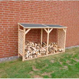 Kaminholzregal-Erweiterung Promadino "Speyer", beige (natur), B:119,5cm H:148cm T:68cm, Holzwerkstoff, Kaminholzlager