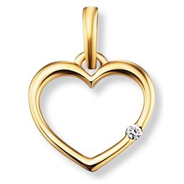 Kettenanhänger ONE ELEMENT "0.01 ct Diamant Brillant Herz Anhänger aus 585 Gelbgold", gold, Schmuckanhänger, Damen, 0,01, Gelbgold 585 Gold, Gelbgold 585, Gold, Damen Gold Schmuck Herz