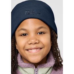 Beanie Jack Wolfskin "REAL STUFF BEANIE K", Jungen, Gr. onesize, blau (night, blau), Hauptmaterial: 100% Polyester (recycled), Mützen