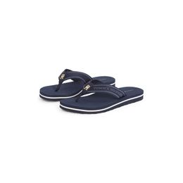Tommy Hilfiger Zehentrenner »HILFIGER WEBBING BEACH SANDAL«, Sommerschuh, Flats, Bequemschuh, Dianette mit zweifarbiger Sohle dunkelblau 36 36...