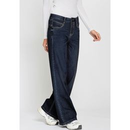 Weite Jeans Gang "94MEDINA WIDE", Damen, Gr. 32, N-Gr, worn rinse, Denim/Jeans, Obermaterial: 98% Baumwolle, 2% Elasthan, weit lang, Jeans, mit Knopfverschluss - angelehnt an die Amelie Wide