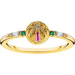Thomas Sabo Damen Thomas Sabo Fingerring &raquo;Festival Vibes: Ring mit Palme&laquo; mit Glas-Keramik Stein, Korund (synth.), Zirkonia (synth.) gold