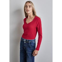 Street One Langarmshirt gerippt, mit Herz-Ausschnitt autumn red 46 46 Rippshirt f&uuml;r Damen von Street One