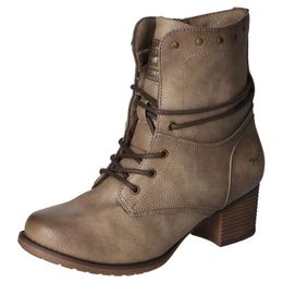 Mustang Shoes Stiefelette Bikerboots, Stiefelette mit Innenreißverschluss taupe-used 36 36 Schnürstiefelette mit dezenter Nietenverzierung