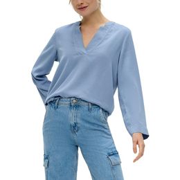 s.Oliver Langarmbluse mit tiefem V-Ausschnitt stone blue 44 44 Bluse von s.Oliver