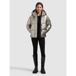 Steppjacke Khujo "DEVINA2 SHINY", Damen, Gr. M, royal silber, 100% Polyester, unifarben, eingesetzt elastischer Bund mit Windstopper, Jacken