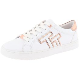 Tom Tailor Plateausneaker Kontrastbesatz in Metallicoptik, Freizeitschuh, Halbschuh, Schnürschuh weiß-rosa-goldfarben 37 37 Plateausneaker mit...