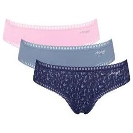 Hipster Sloggi "GO Crush Hipster C3P", Damen, Gr. XL, bunt (4, multiple colours), Single Jersey, Obermaterial: 95% Baumwolle, 5% Elasthan, k&ouml;rpernah, Unterhosen, mit Spitzendetails