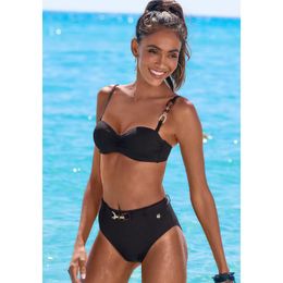 Lascana Highwaist-Bikini-Hose »Yves« mit edlen Zieraccessoire schwarz 42 - N-Gr N-Gr 42 Elegantes Accessoire