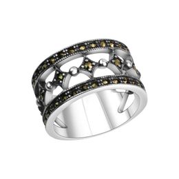 ZEEme Fingerring »Silber 925 oxidiert mit 40x Markasit« schwarz 054 (17,2) Edler Damen-Ring aus echtem 925 Silber oxidiert